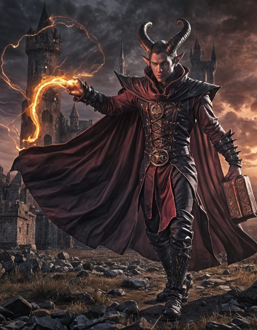 Tiefling warlock - Mystical Tiefling Warlock Unleashes Dark ...