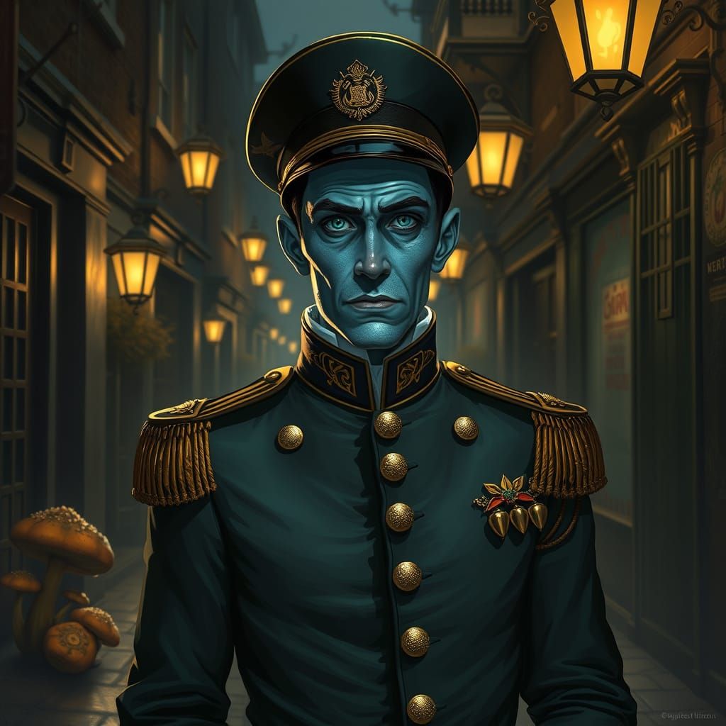 Wealthy Military Officer Amidst Mutated Foods in D... - AI Art