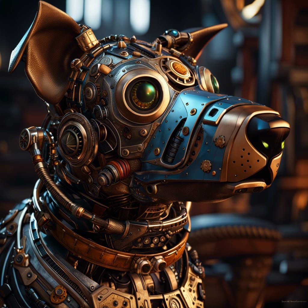 Steampunk robot dog - AI Generated Artwork - NightCafe Creator
