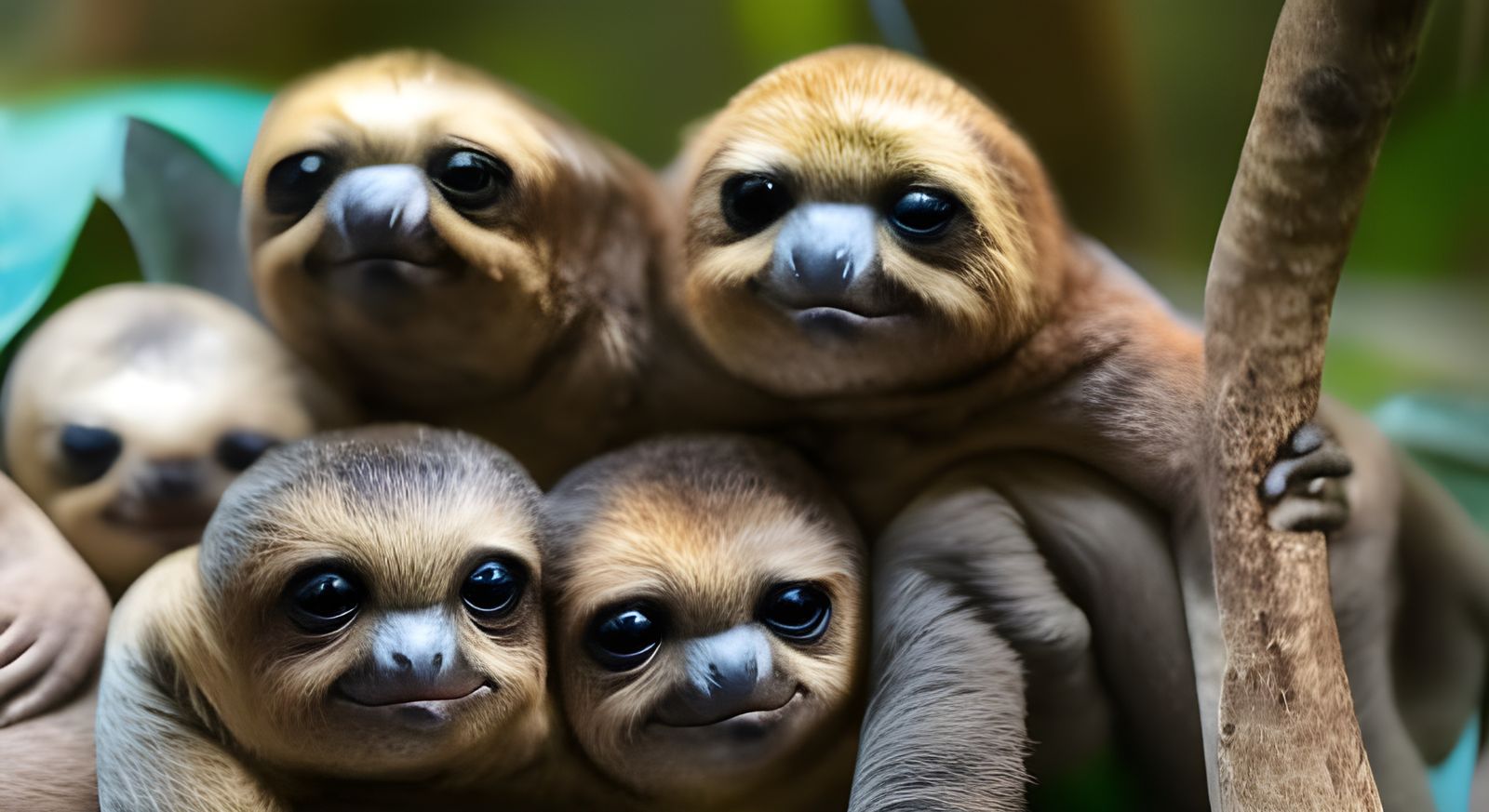 Four sloths, friends for life - AI Generated Artwork - NightCafe Creator