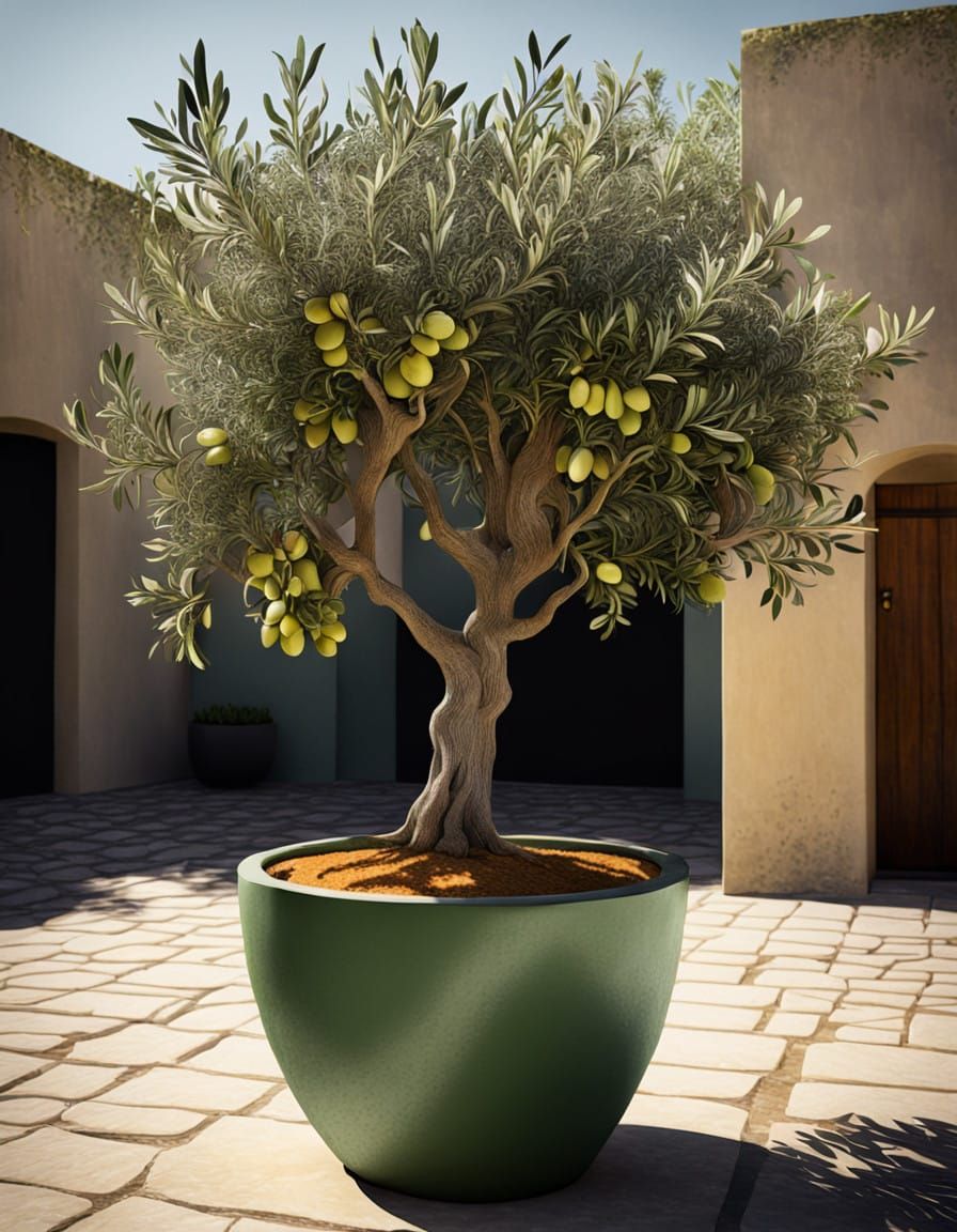 Vibrant Abstract Olive Tree Blooms in a Bold, Colo... - AI Art