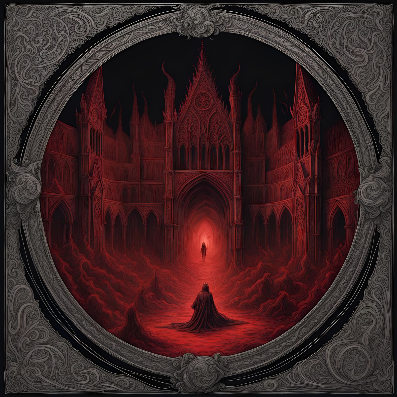 Mystic red fog in hell,medieval celtic patterns necronomicon,black ...