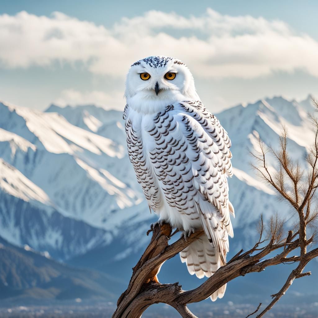 Photo of a snowy owl - AI Generated Artwork - NightCafe Creator