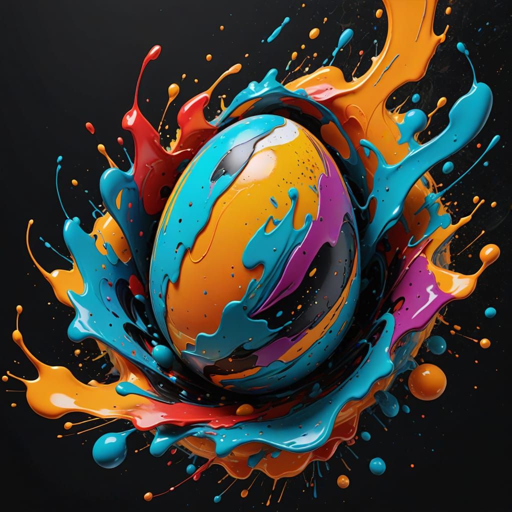 Splatter Painting An Egg - Vibrant Splatter Egg Masterpiece ...
