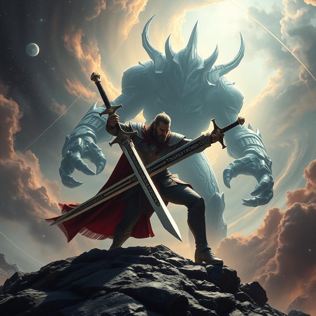 Lone Warrior Enters Infinite Realm to Fight Ultima... - AI Art