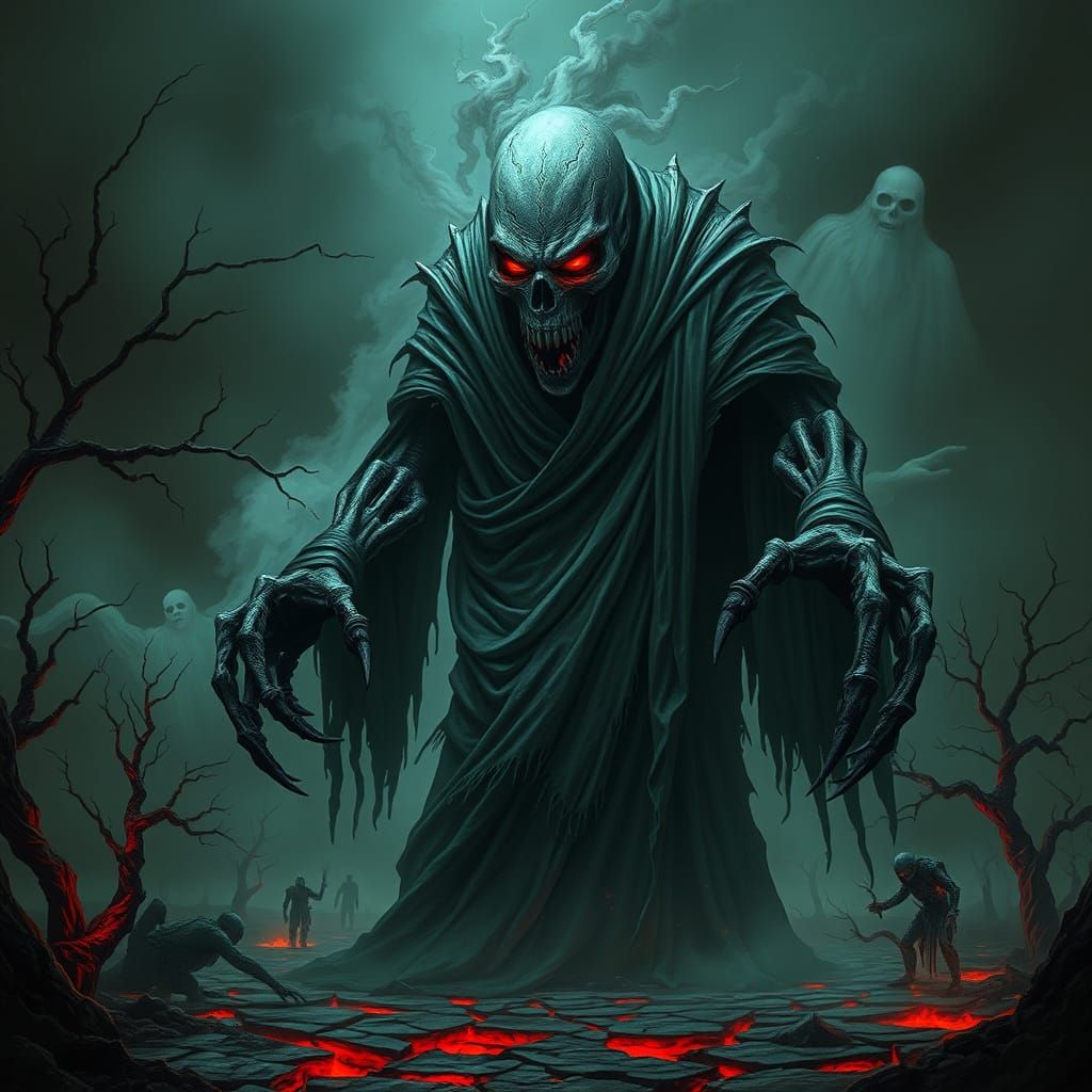 Ominous, Shadowy Malice Entity Looms in Apocalypti... - AI Art