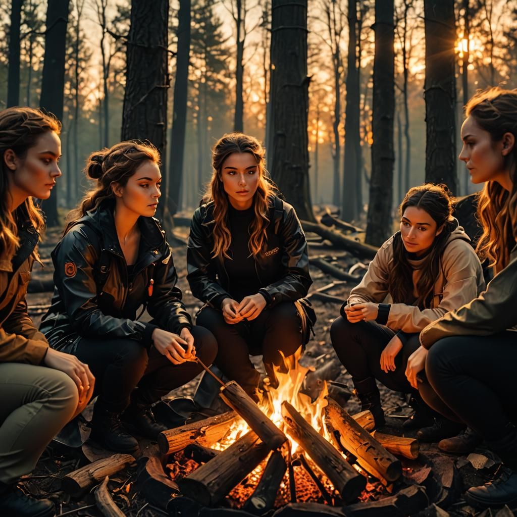 Round the campfire - AI Generated Artwork - NightCafe Creator