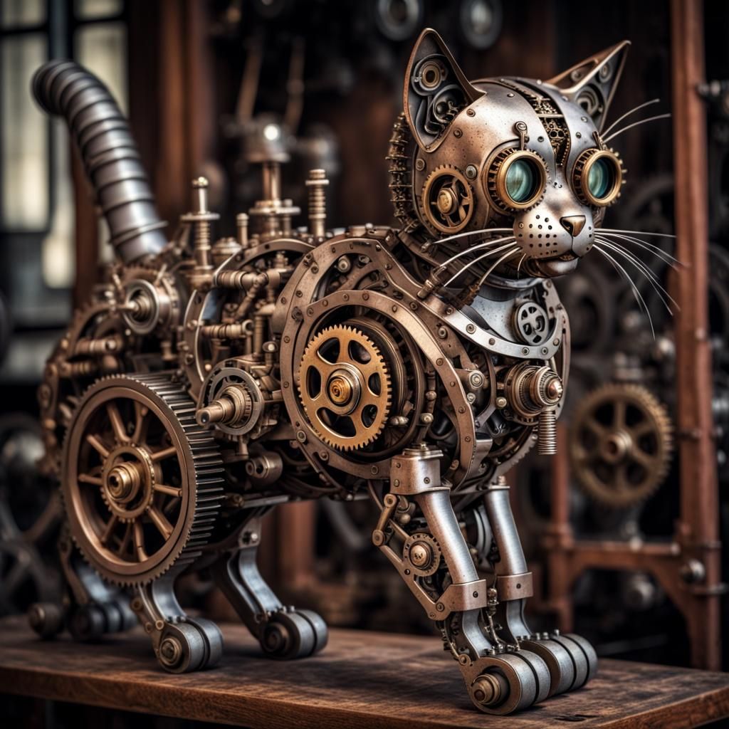A Clockwork Cat - AI Generated Artwork - NightCafe Creator