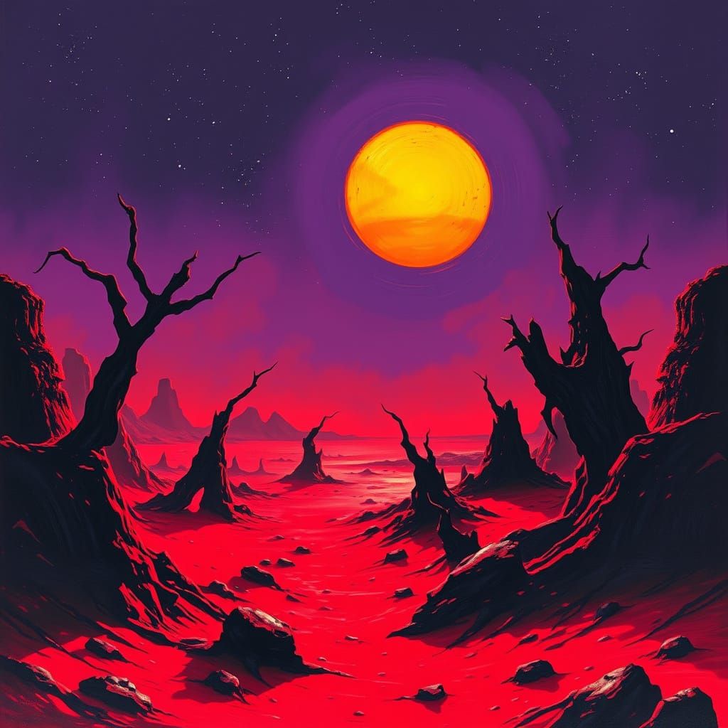 Cretacia - Desolate Crimson Landscape of Planet Cretacia
