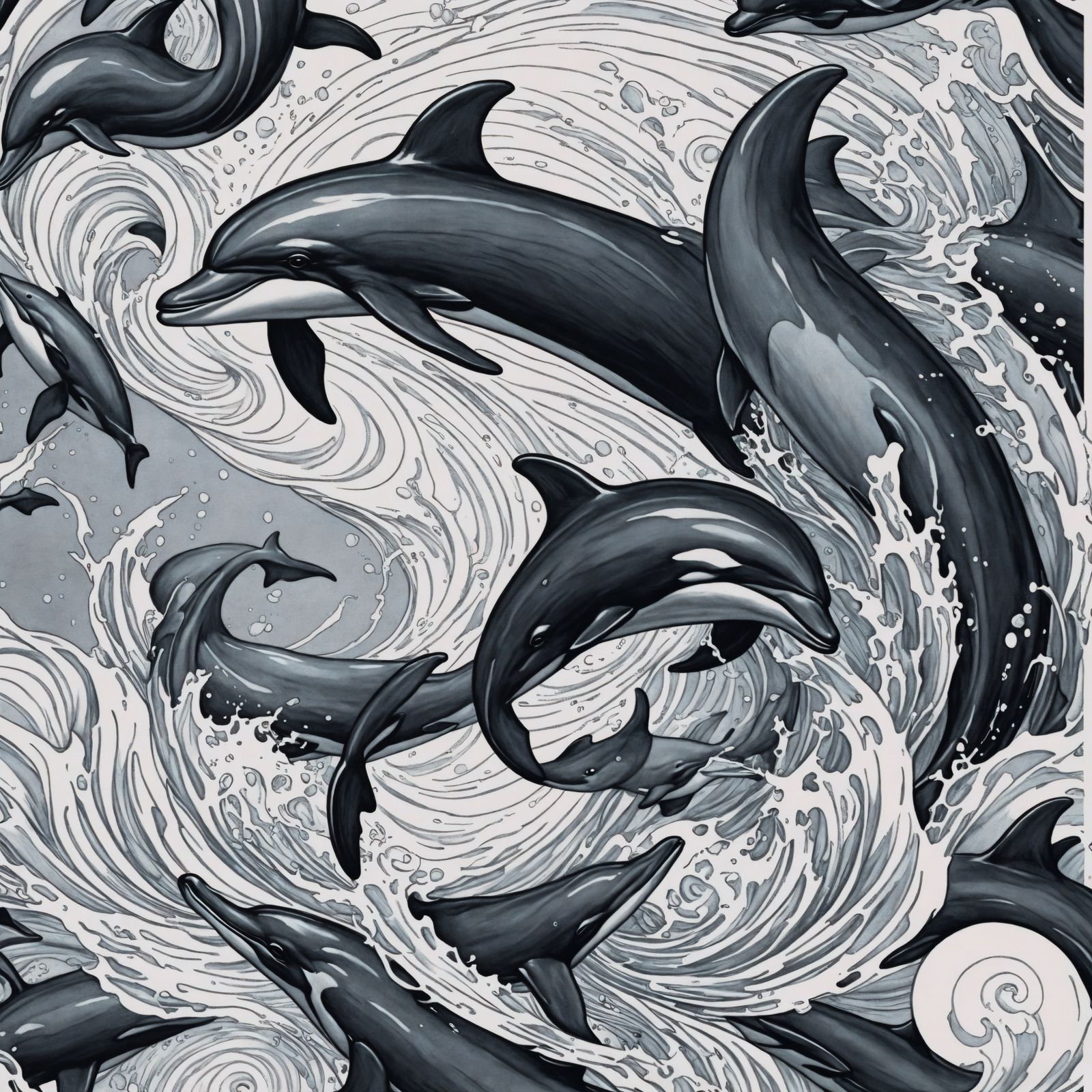 Sheridan-style illustration of Magic Dolphins - AI Generated Artwork ...