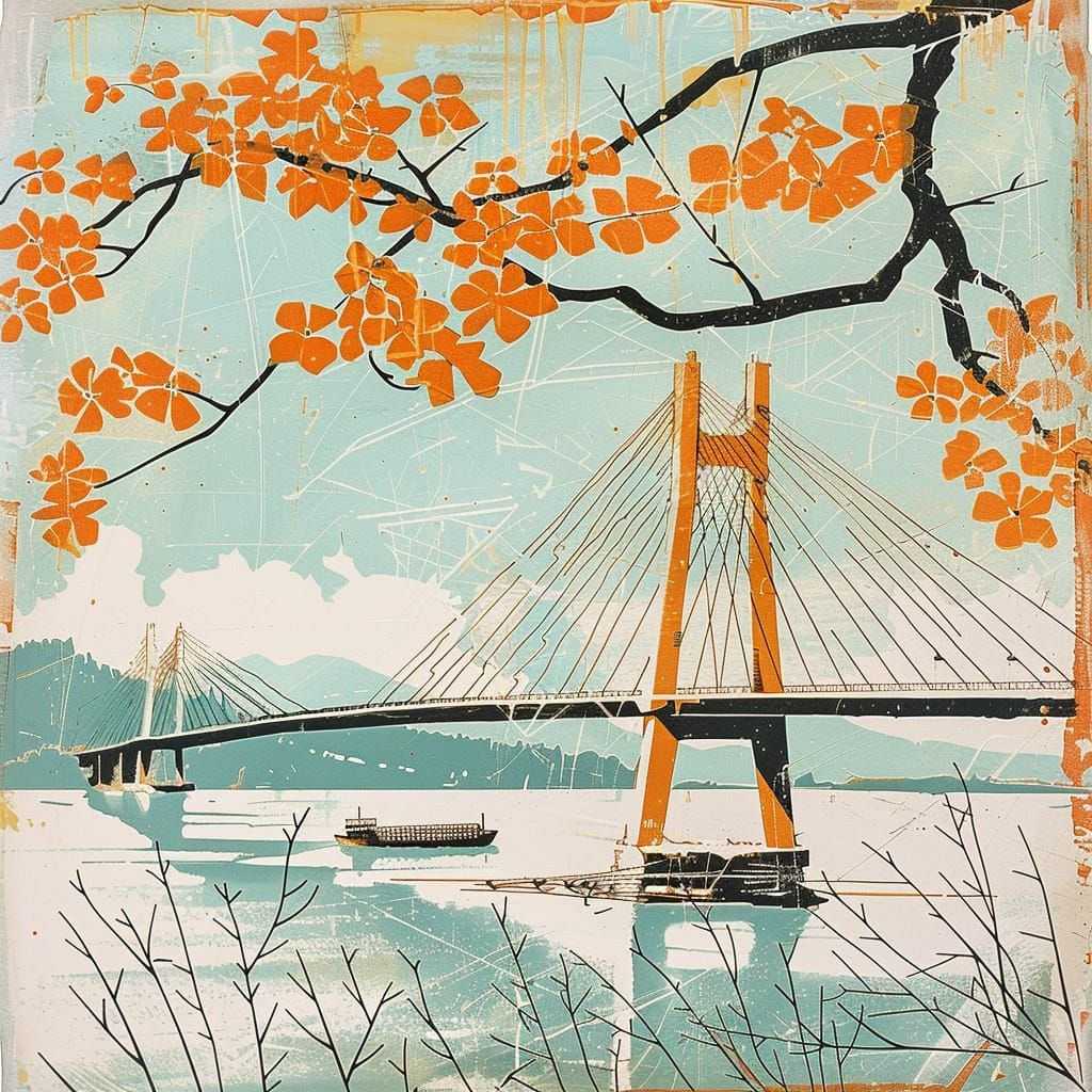 Orange Bridge - AI Generated Artwork - NightCafe Creator