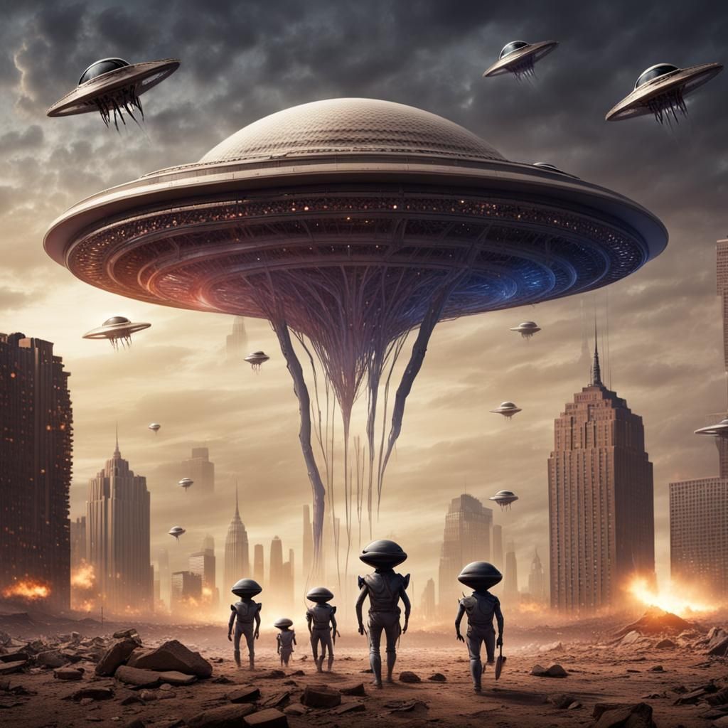 Aliens invading planet on independence day - AI Generated Artwork ...