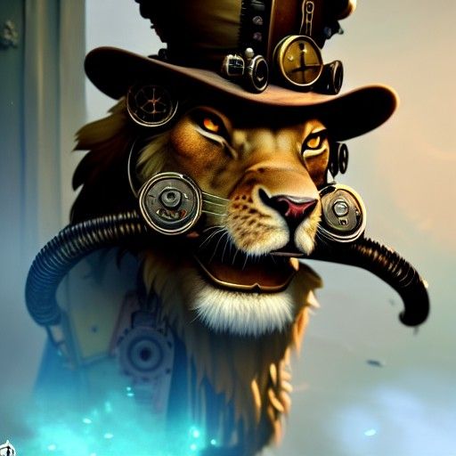 Steampunk lion - AI Generated Artwork - NightCafe Creator