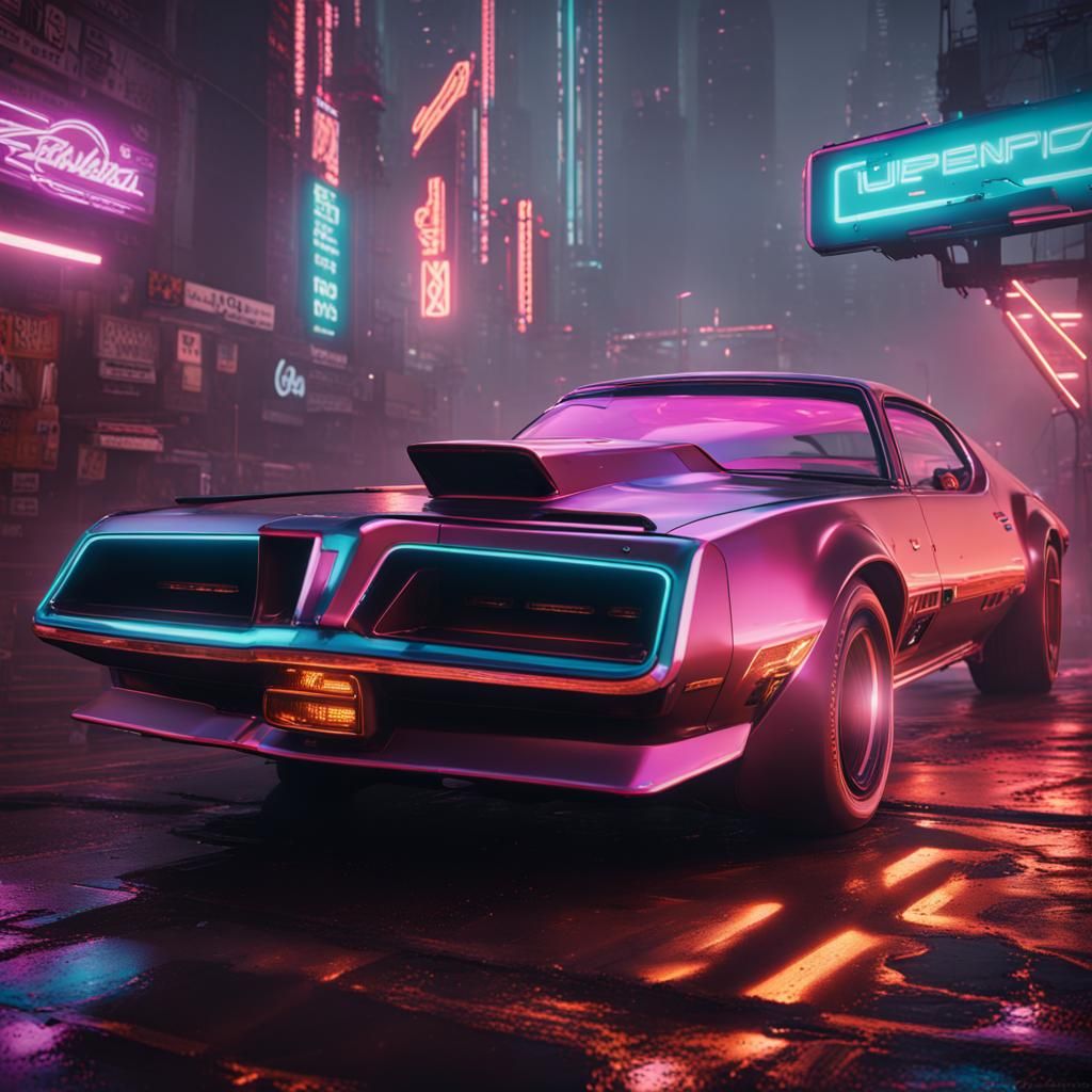 Cyberpunk'd 70s Trans-am detailed dark futuristic - AI Generated ...