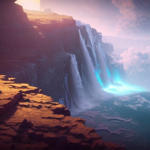 Waterfall - AI Generated Artwork - NightCafe Creator