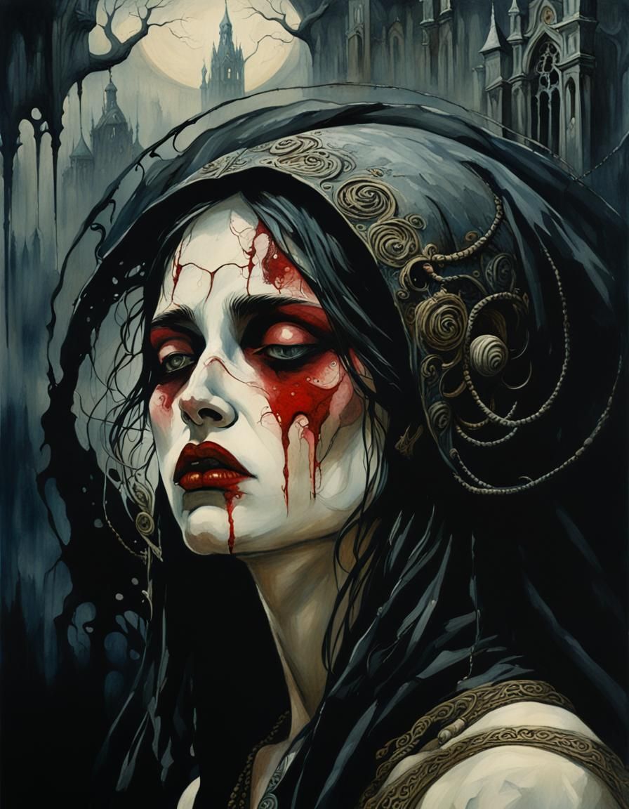Neoclassical weeping blood Gerald Brom deep color academic art art Brut ...