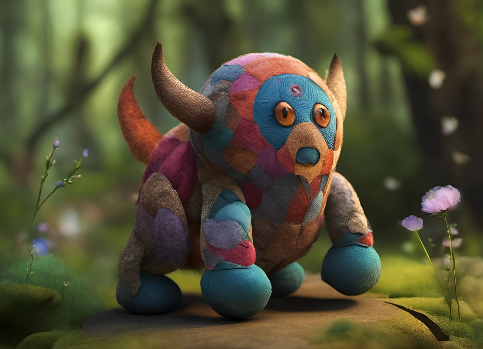 plush fluffy patchwork creature, by 3D textiOppenheim Fluffiesle ...