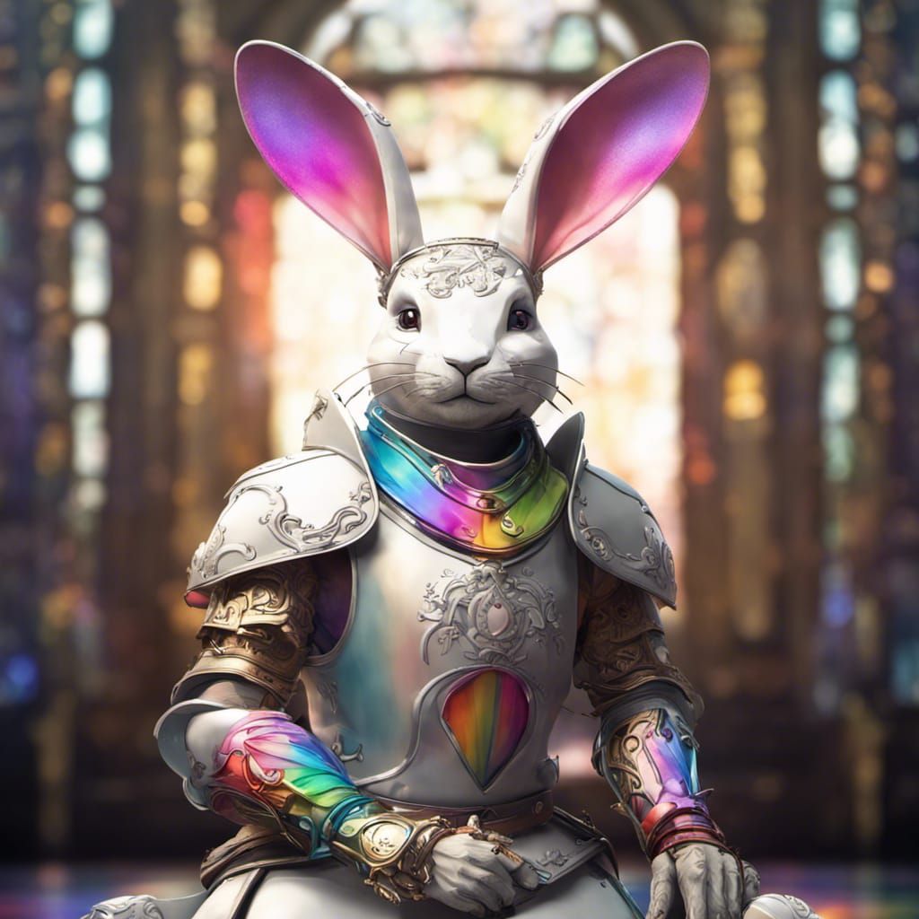 Rainbow Rabbit Knight - AI Generated Artwork - NightCafe Creator