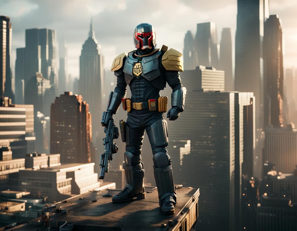 Judge dredd ready for kicking butt & takin names - AI Generated Artwork ...