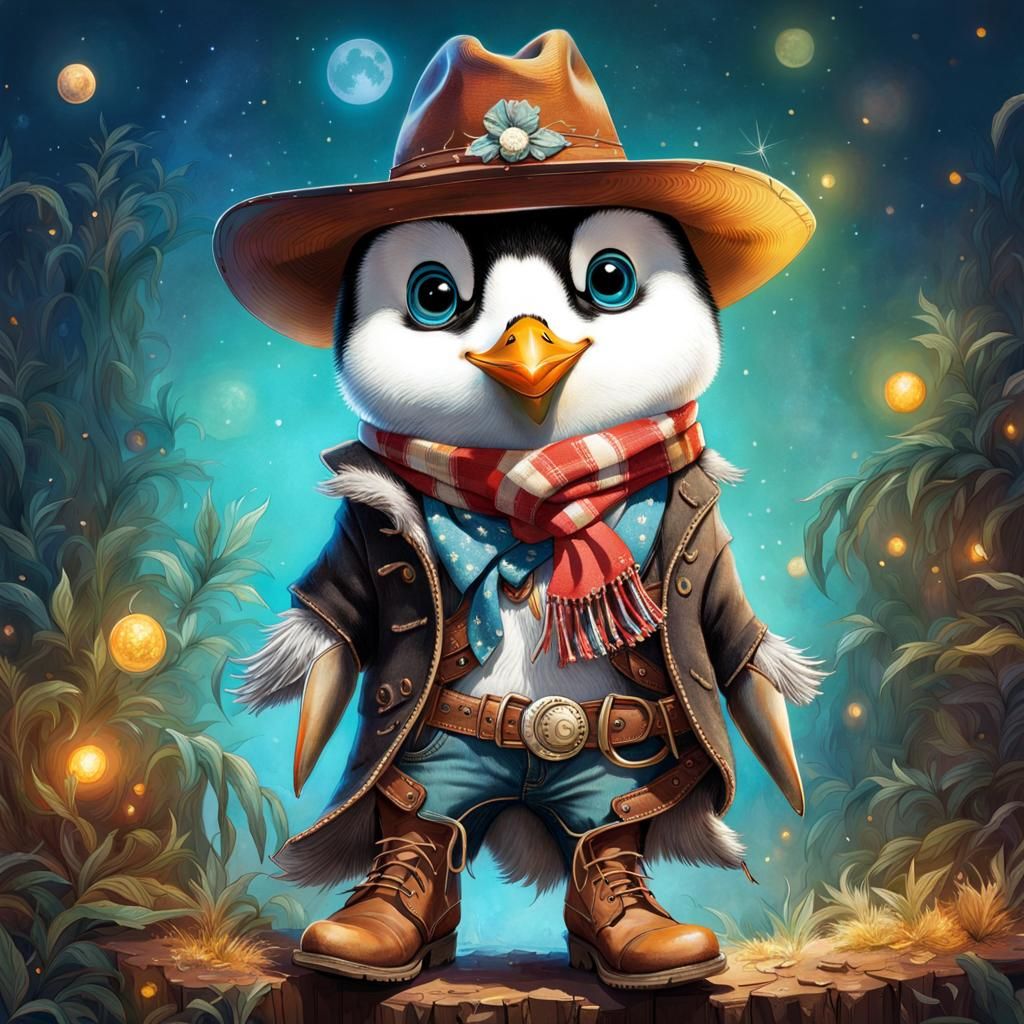 penguin cowboy - AI Generated Artwork - NightCafe Creator