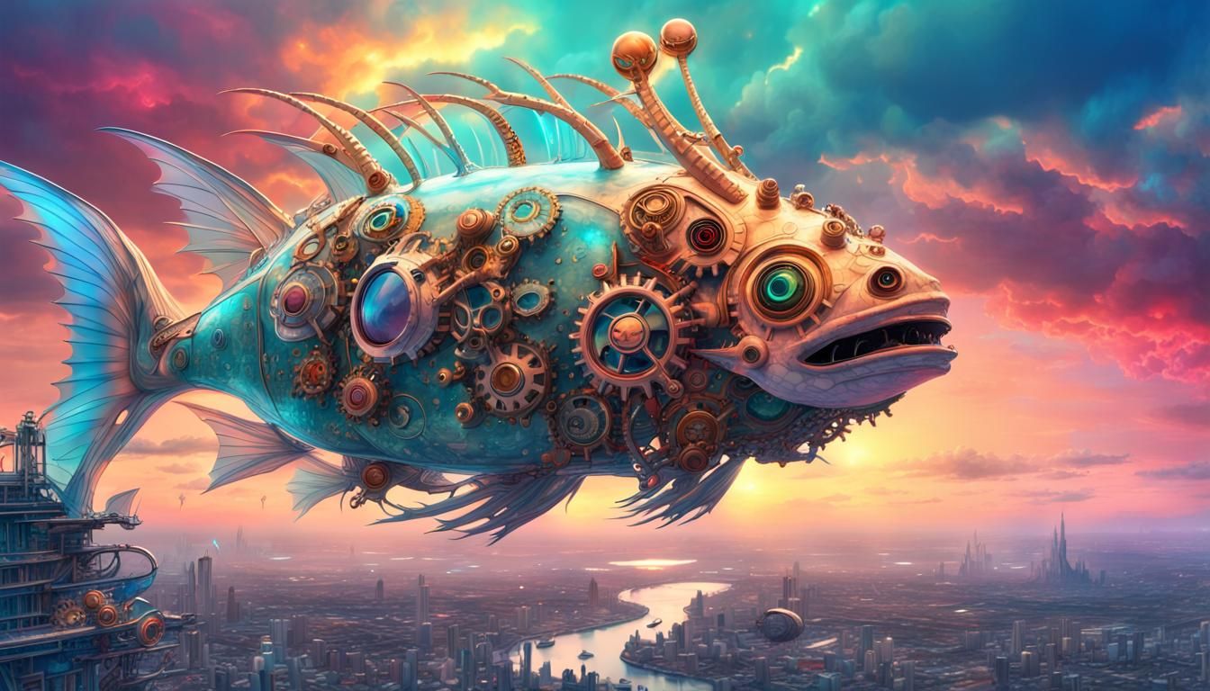 Mech Fish Series: At Work - AI Generated Artwork - NightCafe Creator