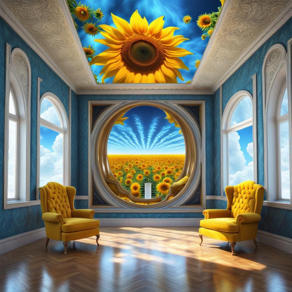 Welcome to my sunflower room - AI Generated Artwork - NightCafe Creator