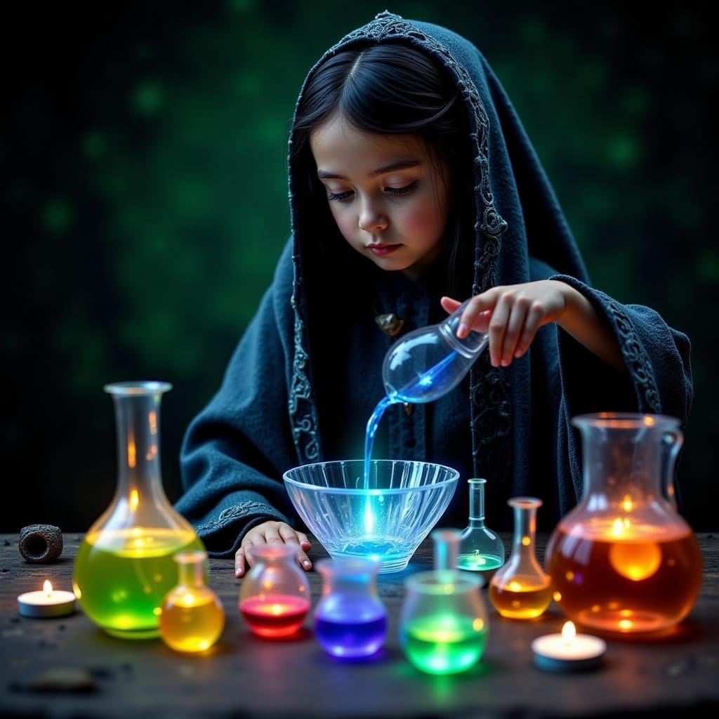 Young Witch Playset - Mystical Alchemist at Work in an Ancie...