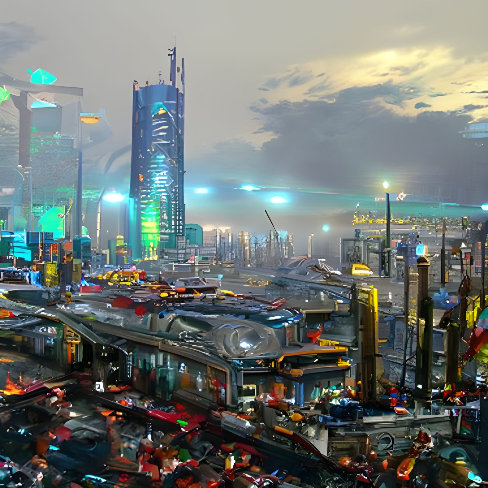 Dystopian city of the future 8k resolution concept art detailed ...