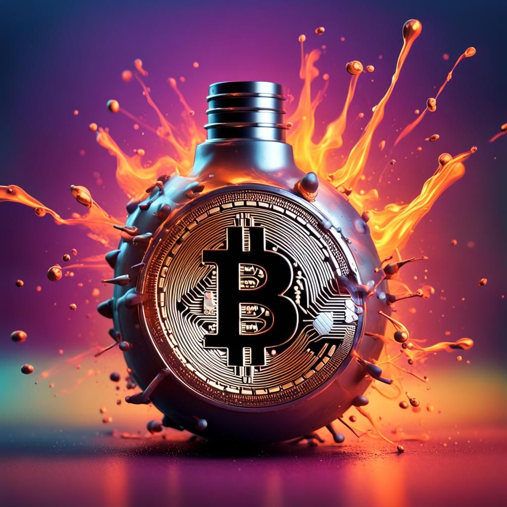 Bitcoin grenade about to explode - AI Generated Artwork - NightCafe Creator