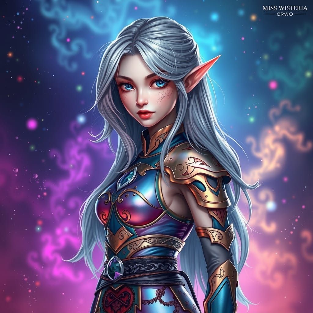 Enchanted Fae Warrior in Cosmic Dreamscape Armor - AI Art