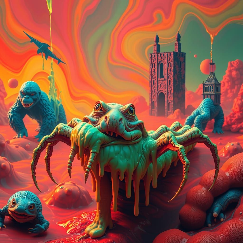 Spluuj - Cyberpunk Centipede in Neon Dreamscape