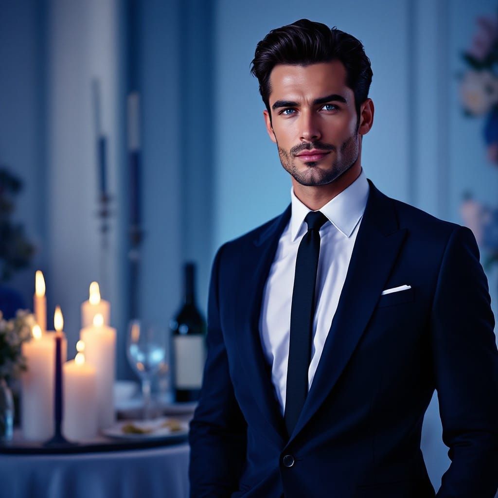 Sleek Man Celebrates Birthday in an Elegant Modern... - AI Art