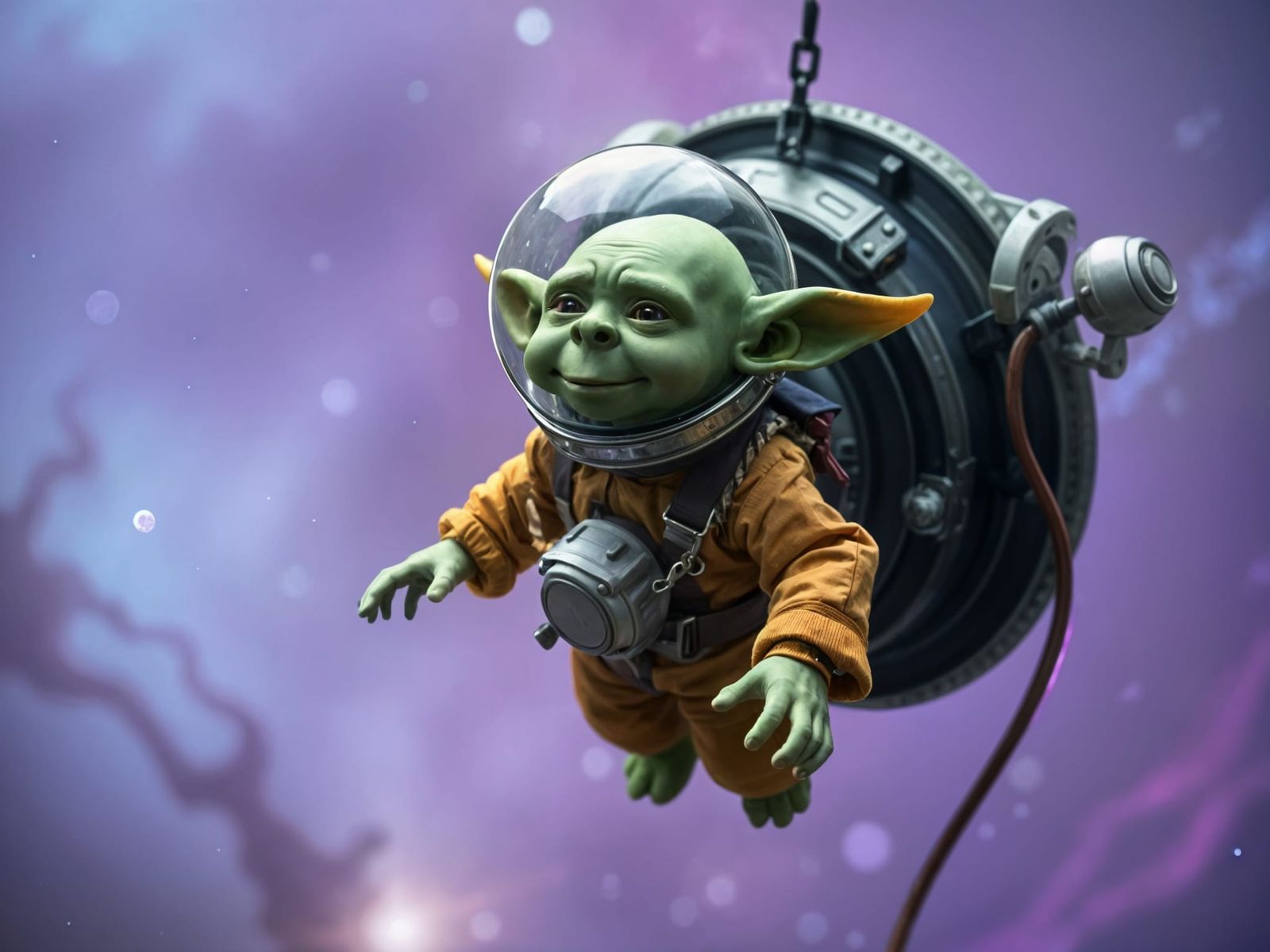 Goblins in Space - Goblin Astronaut in Zero Gravity Nebula