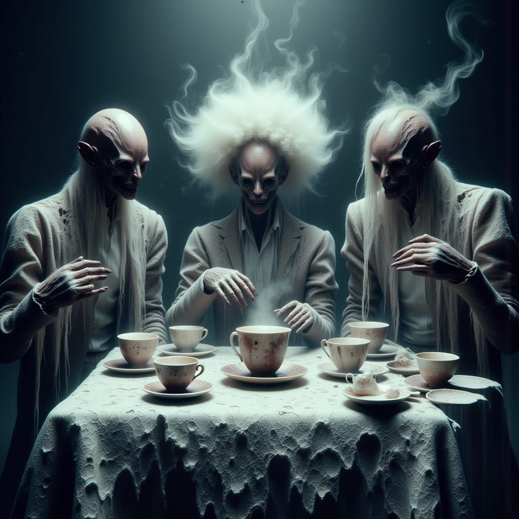 Surreal Quantum Singularity Tea Party in Dark Vict... - AI Art