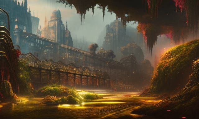 Overgrown city - AI Generated Artwork - NightCafe Creator