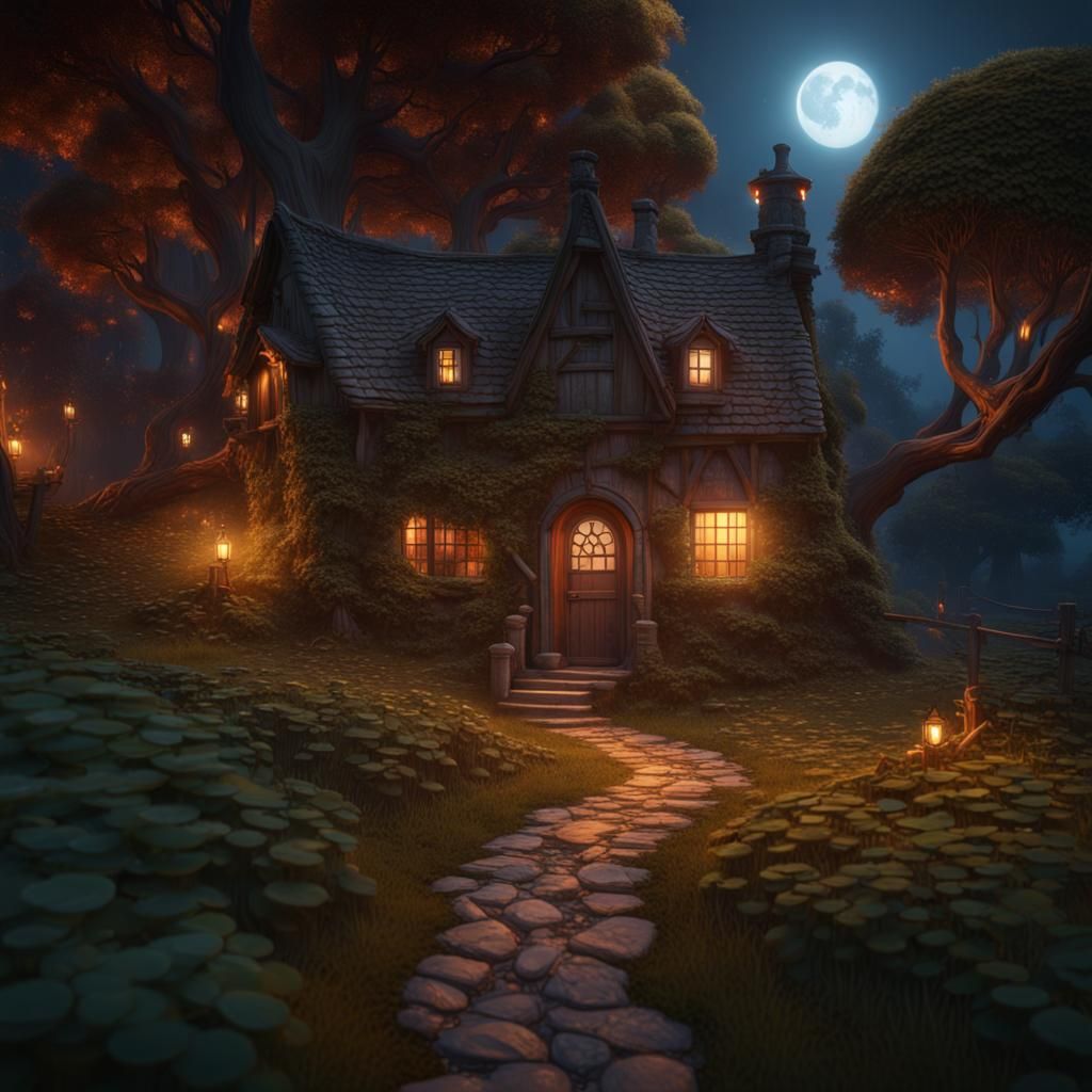 Midnight Cottage - Warm Midnight Path to Fantastical Cottage