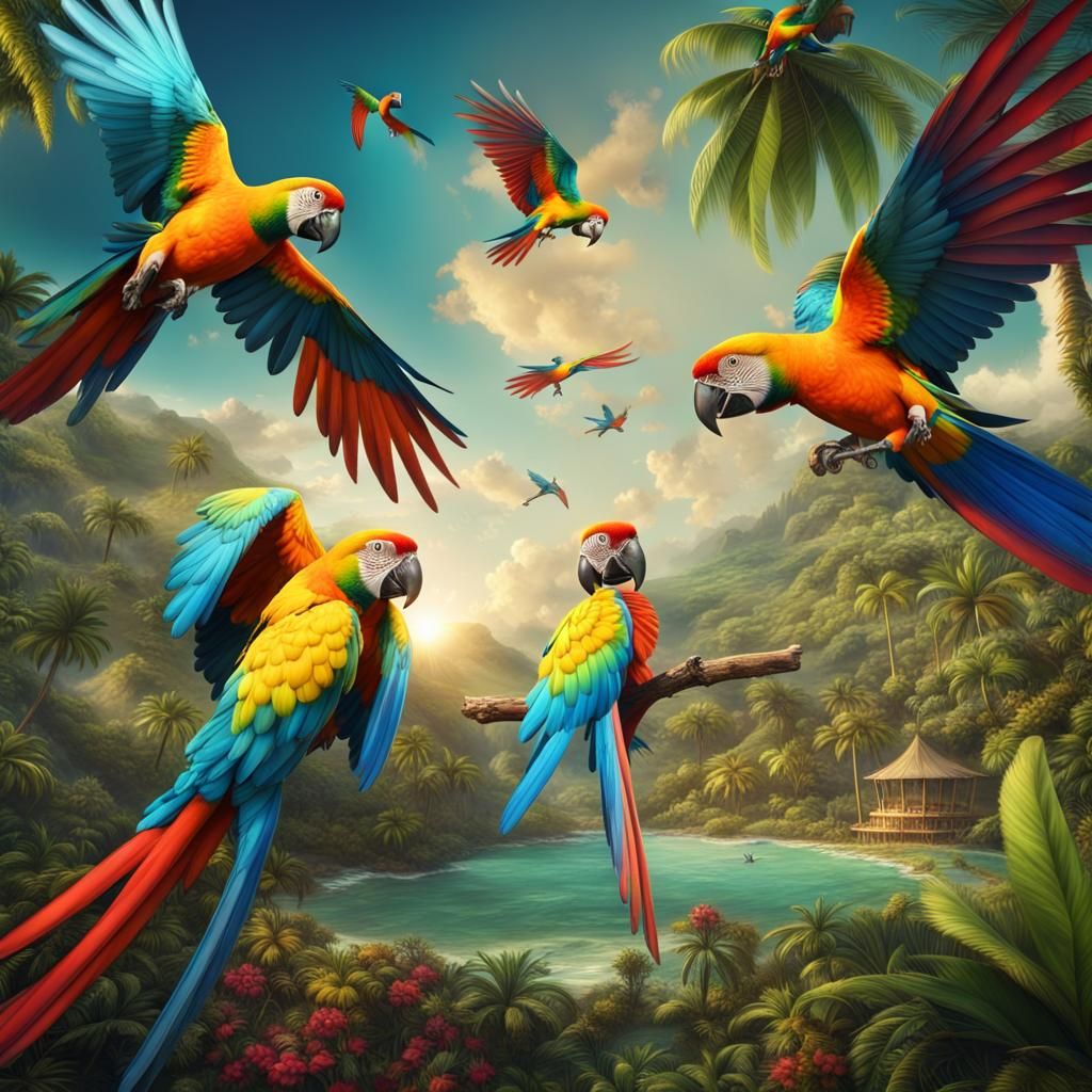 Parrots - AI Generated Artwork - NightCafe Creator