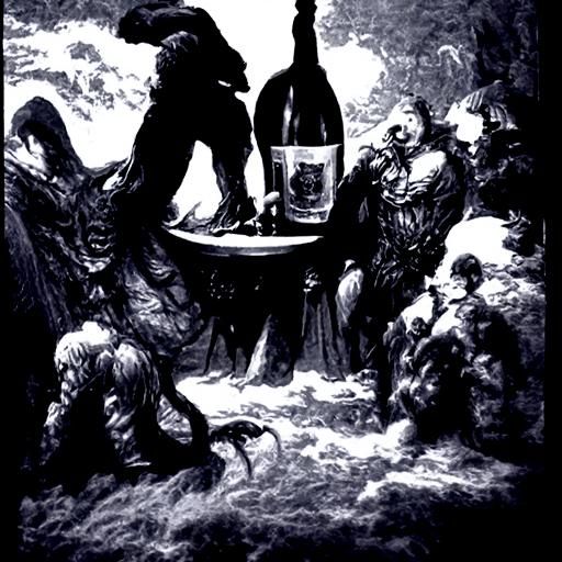 drinking wine with devil horror Gustave Doré - AI Generated Artwork ...