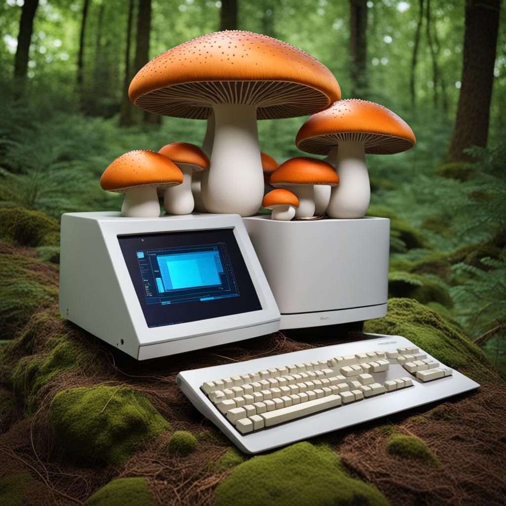 Mushroom computer - AI Generated Artwork - NightCafe Creator