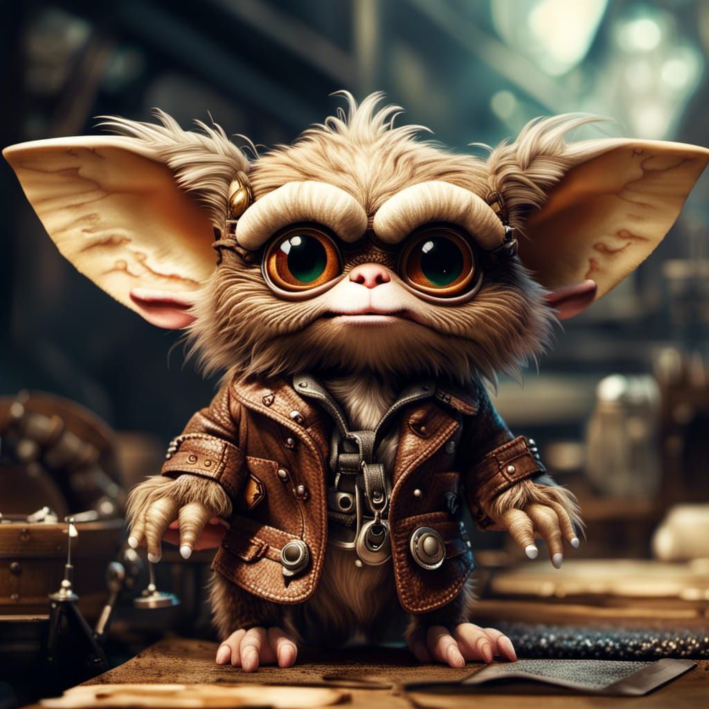 A chribi Gizmo brown in colour with white eye patches, from the gremlin ...