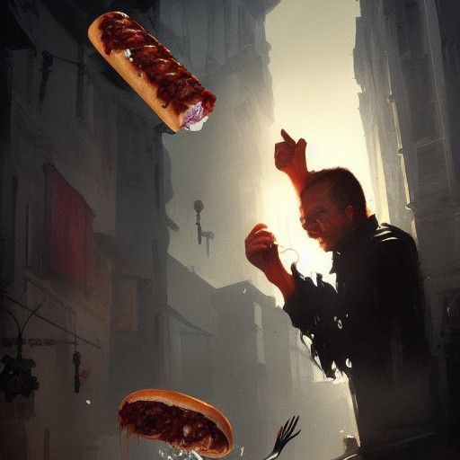 thief Stealing hotdogs - AI Generated Artwork - NightCafe Creator