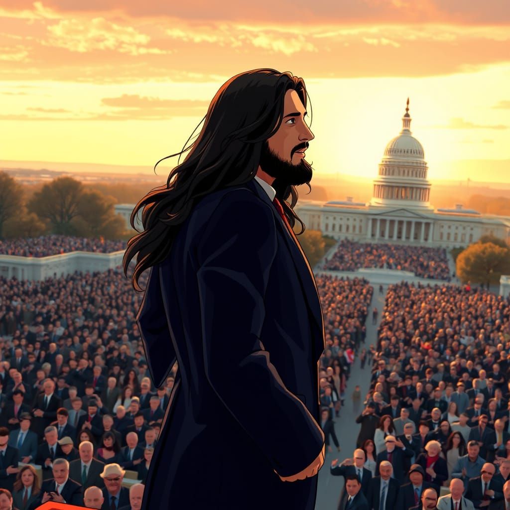Jesus Delivers Inaugural Address as US President i... - AI Art