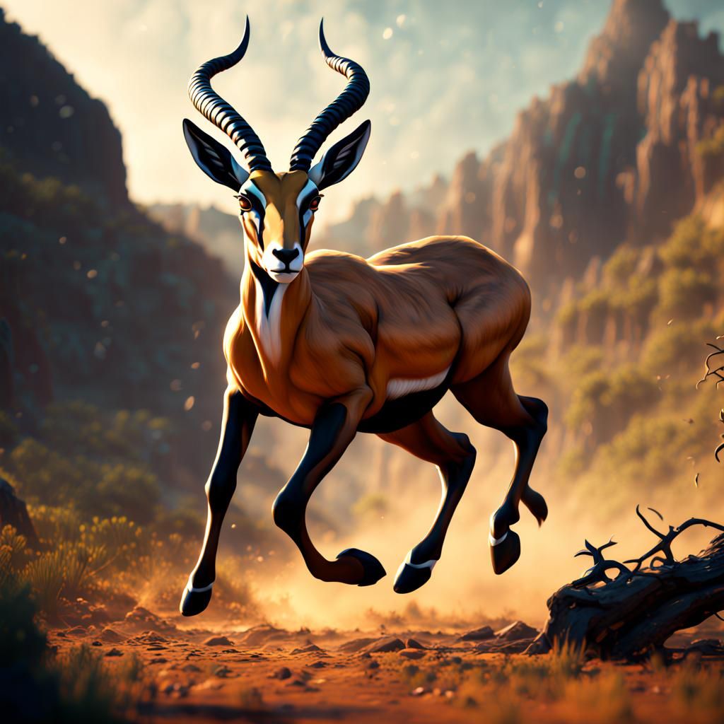 Springbok running - AI Generated Artwork - NightCafe Creator