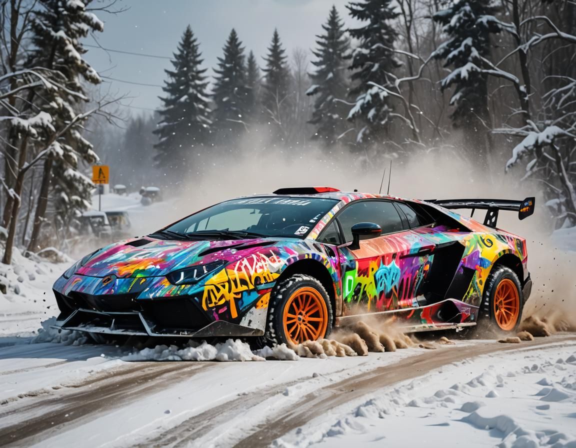rally racing lamborgini - AI Generated Artwork - NightCafe Creator