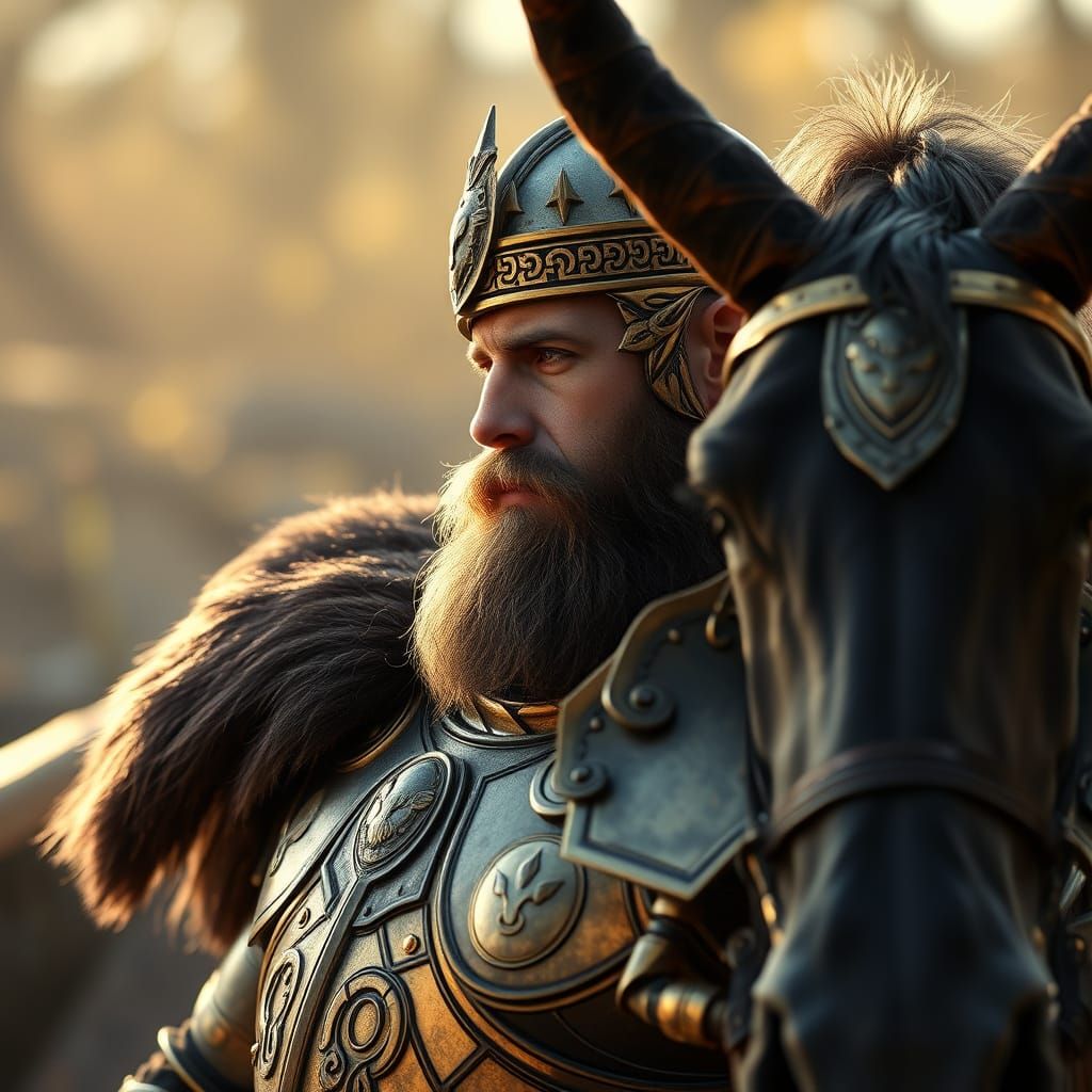 Viking God Hermod with his steed Sleipnir