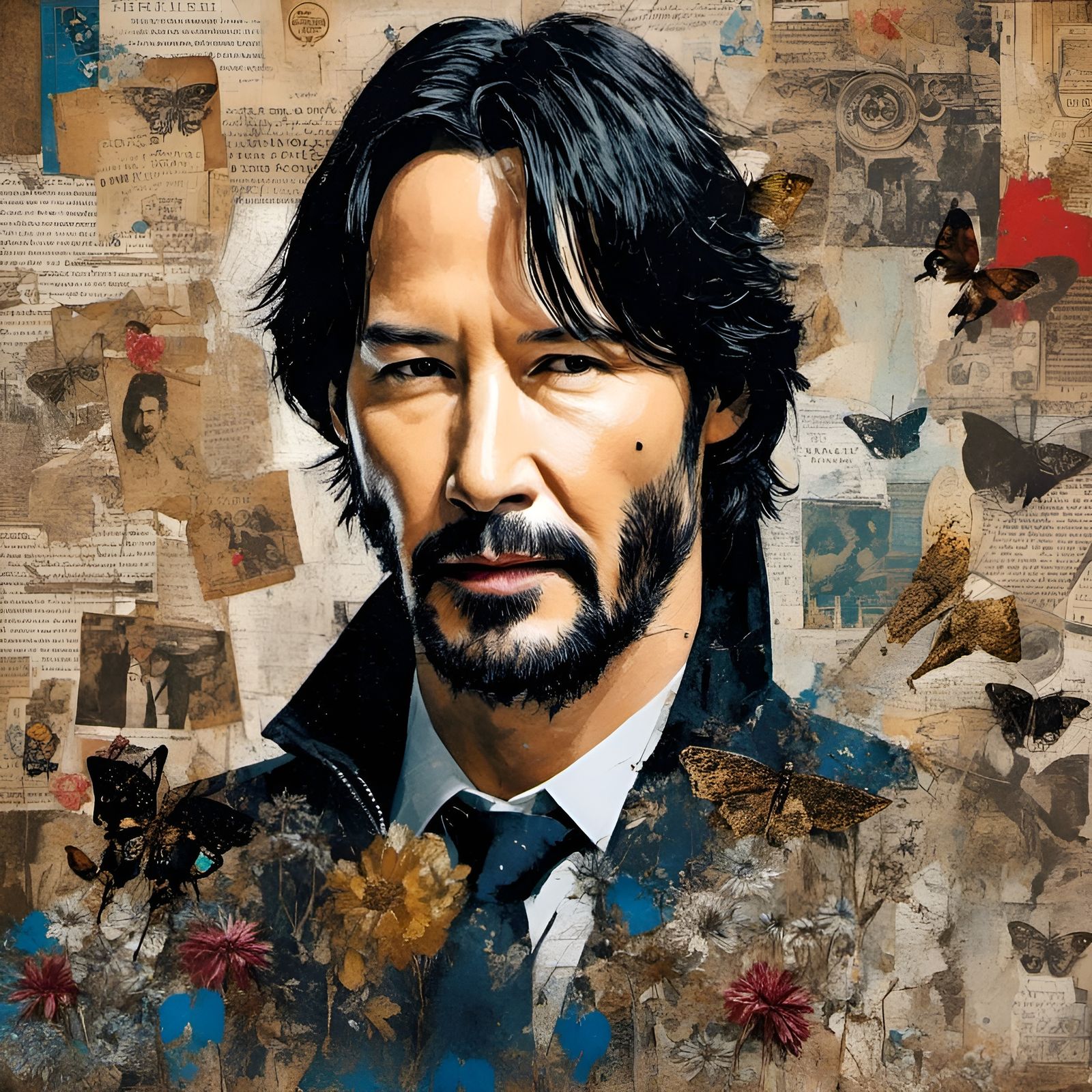 Keanu Reeves, Using the "Collage Portraits" LoRA - AI Generated Artwork ...