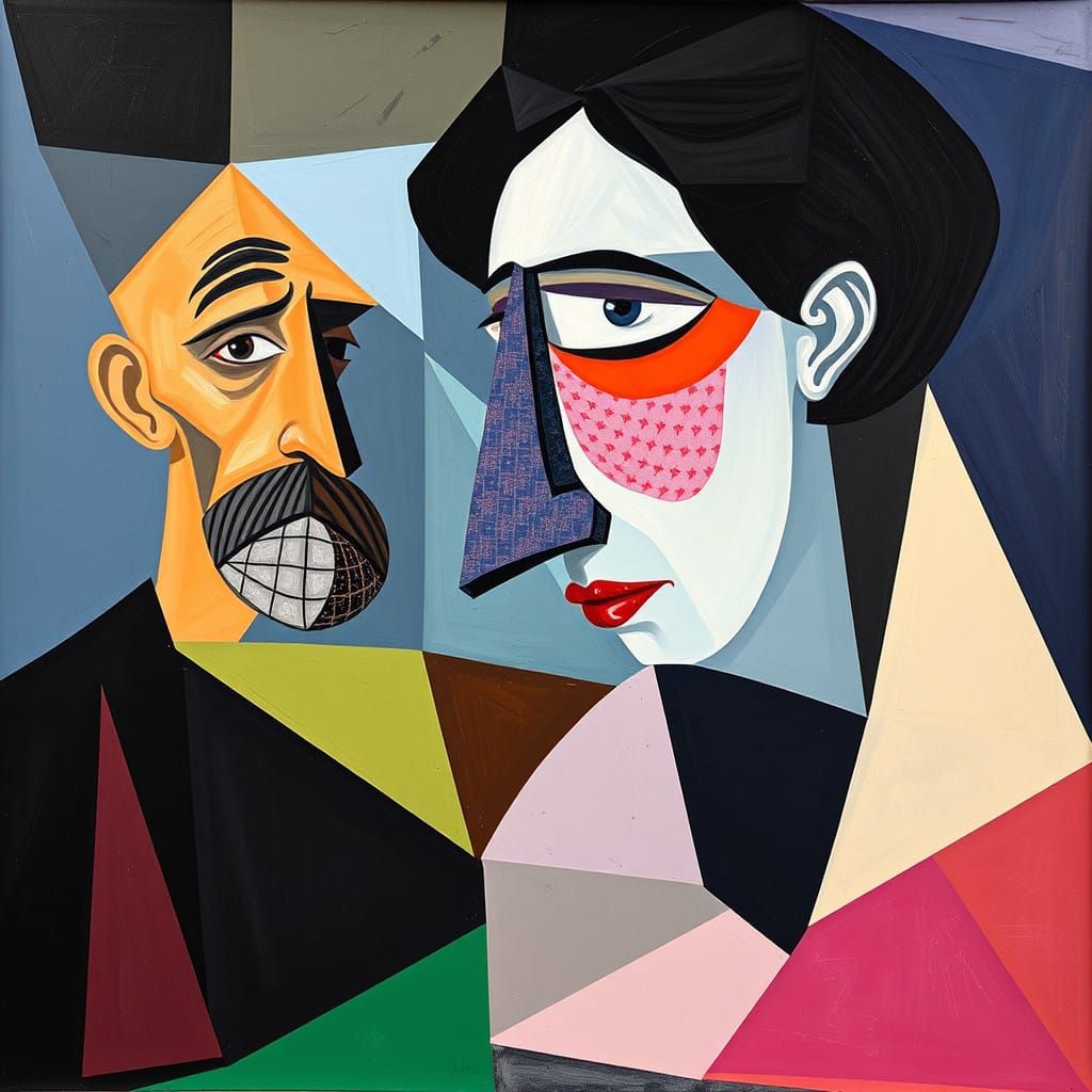 Abstract Neo-Cubist Masterpiece in Geometric Art D... - AI Art