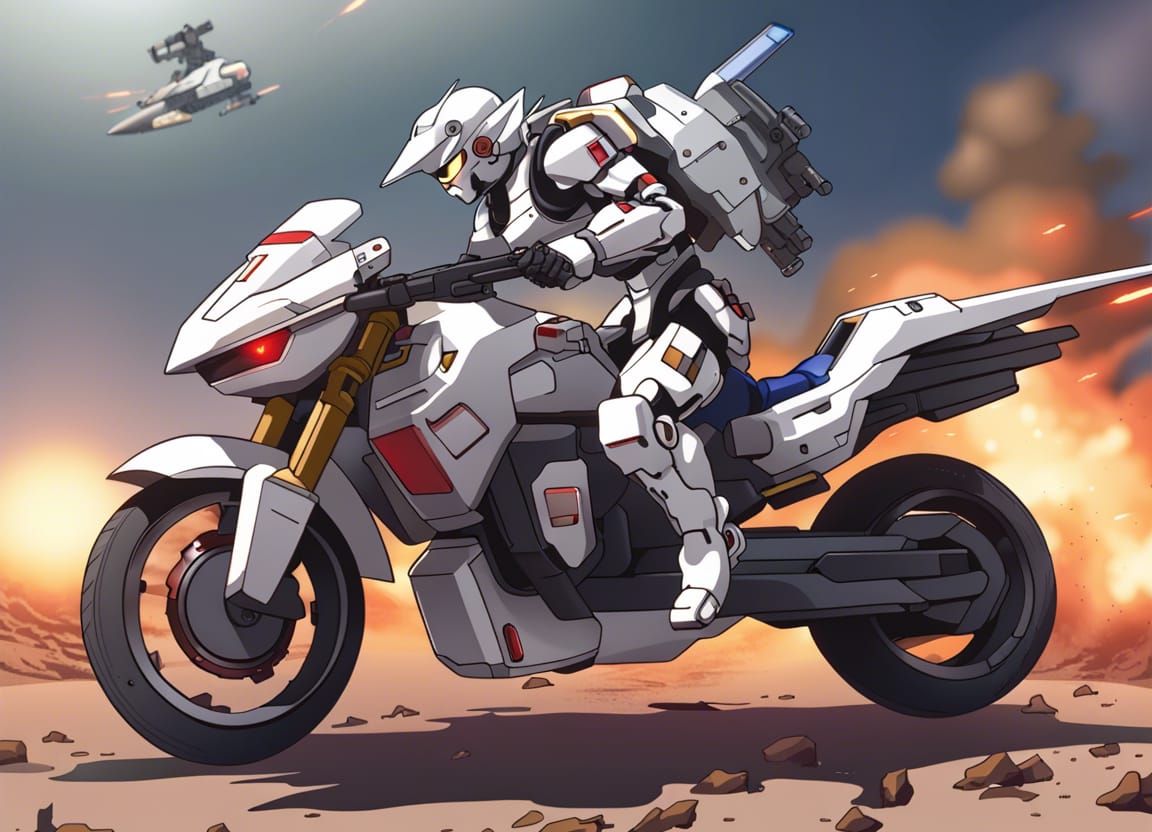 Mecha suit with advance motorcycle in action - AI Generated Artwork ...