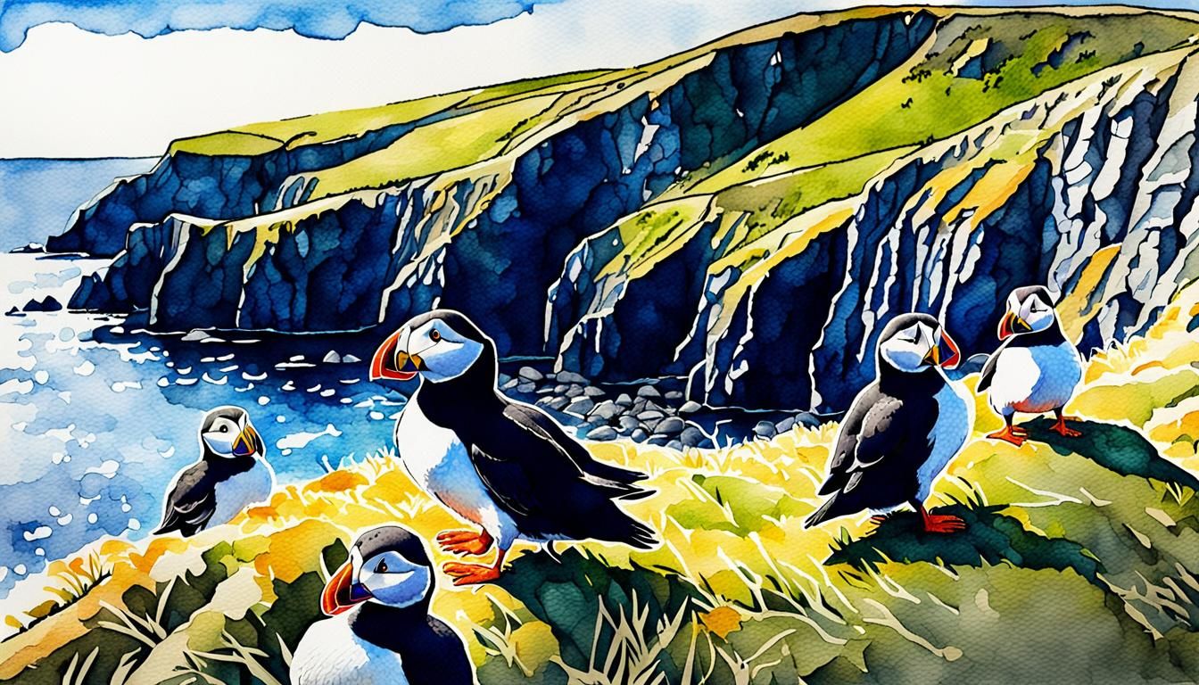 Puffins on Lundy island - AI Generated Artwork - NightCafe Creator
