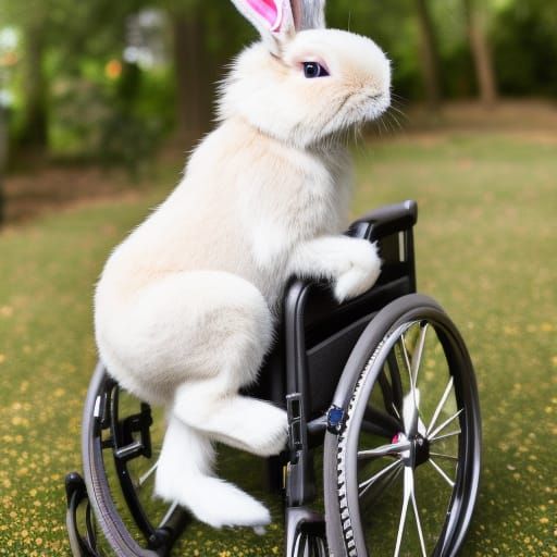 Easter Bunny in a wheelchair - AI Generated Artwork - NightCafe Creator